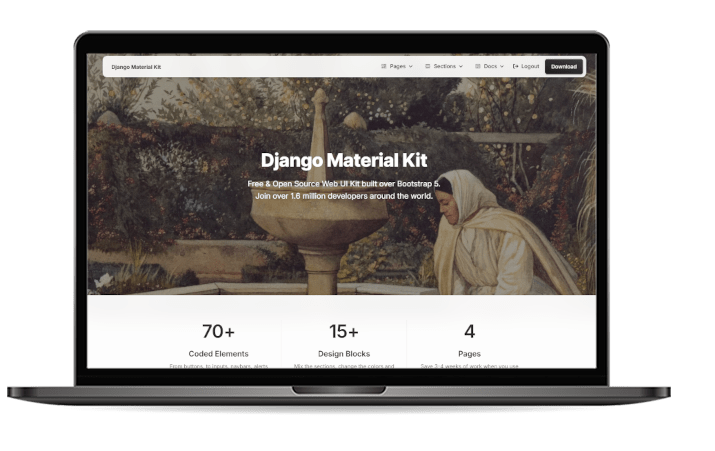 Material Kit 2 Pro Premium Django Web App Appseed